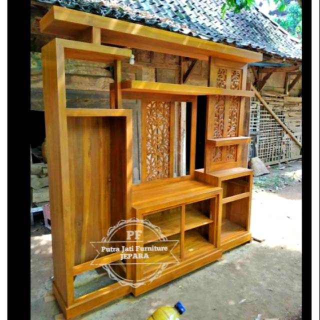 Jual Lemari sekat kayu jati almari partisi ukir pemisah ruangan model ...