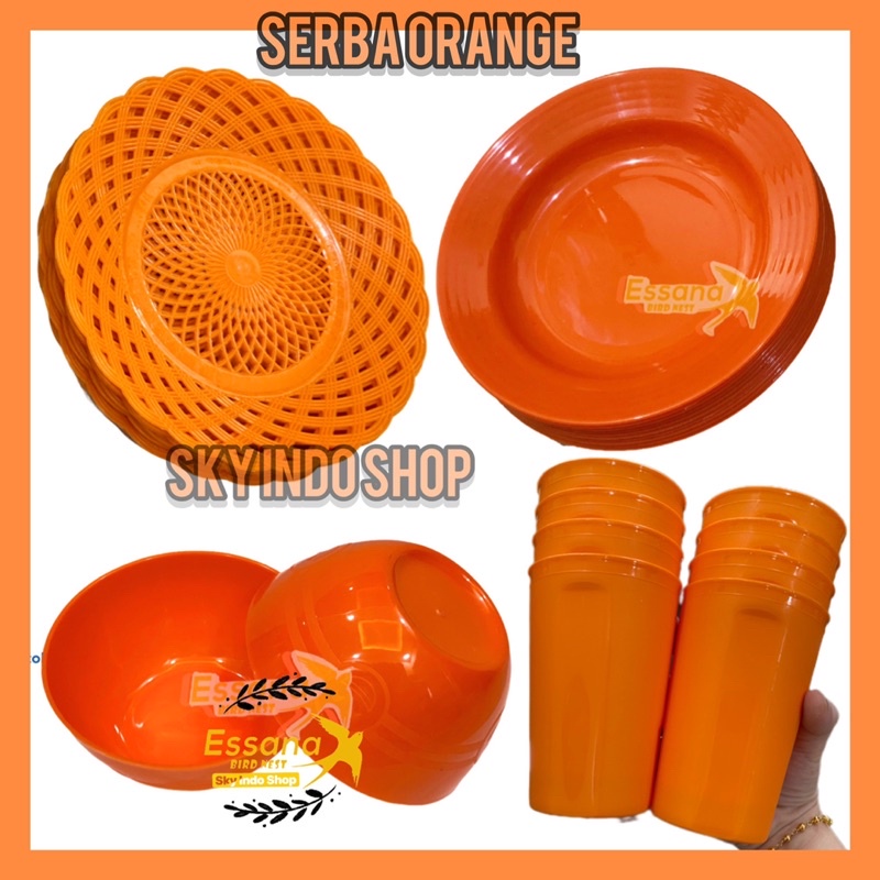 Jual ( Serba Warna Orange ) Piring Bulat | Piring Rotan | Piring ...