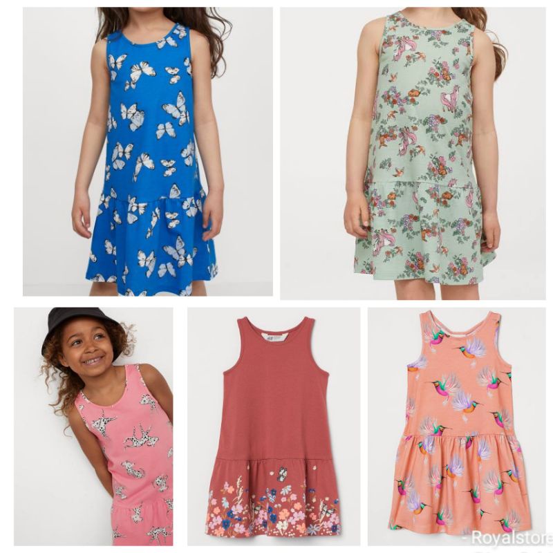 Jual HNM H&M Patterned jersey dress Animals Birds Unicorn - Kids ...