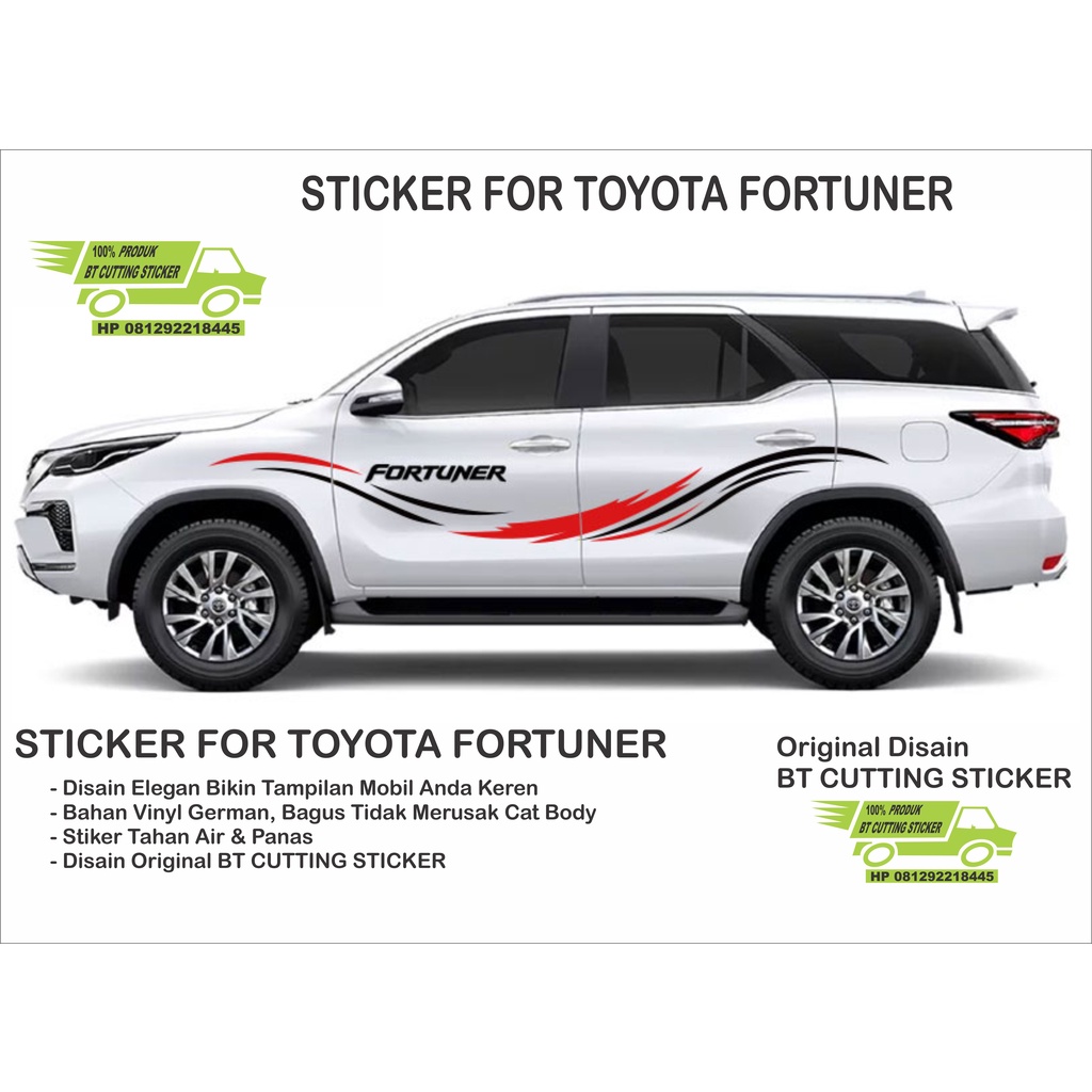 Jual BT sticker mobil fortuner sticker toyota fortuner sticker list ...