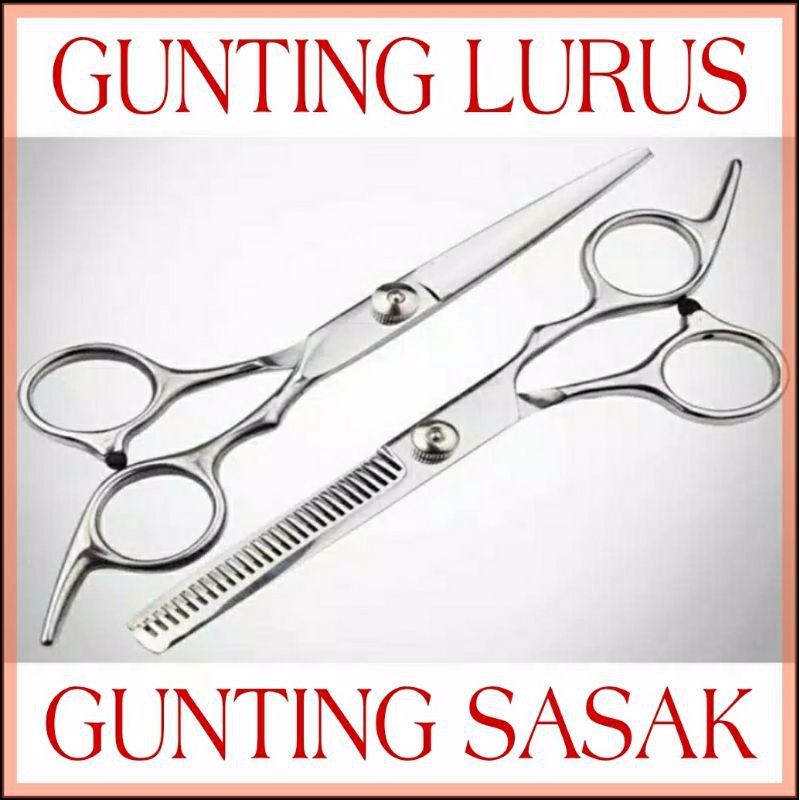 Jual Gunting Potong Rambut Stainless Penipis Sasak Flat 6 inch Salon ...
