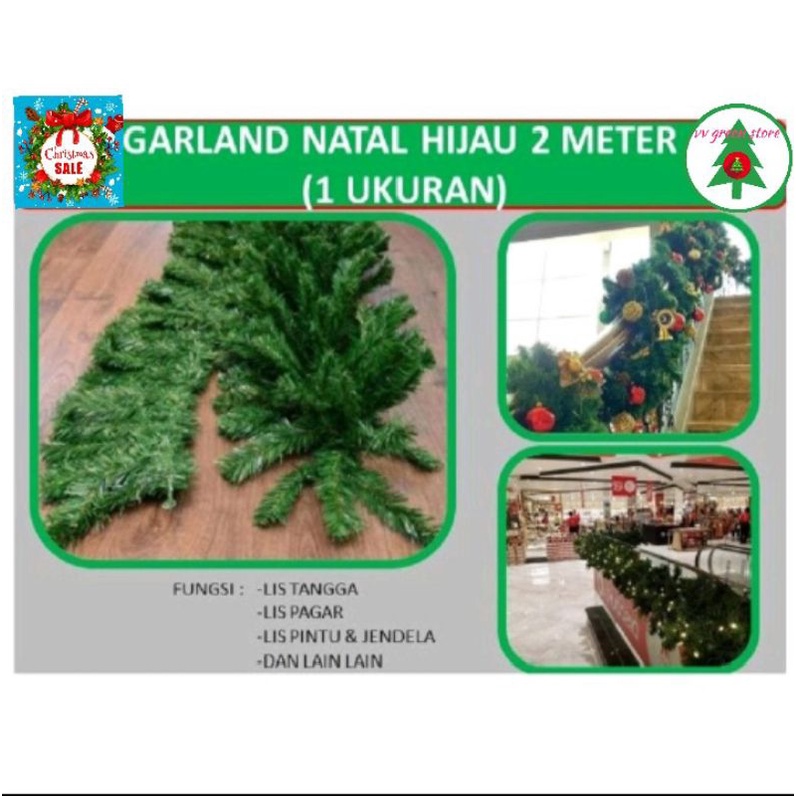 Jual Garland Natal 2 Meter - Hijau | Shopee Indonesia