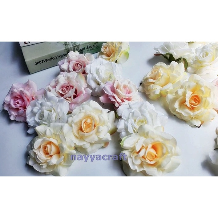 Jual Kepala Bunga Mawar kelopak Mawar Artificial Rose Jumbo Dekorasi non Tangkai | Shopee Indonesia