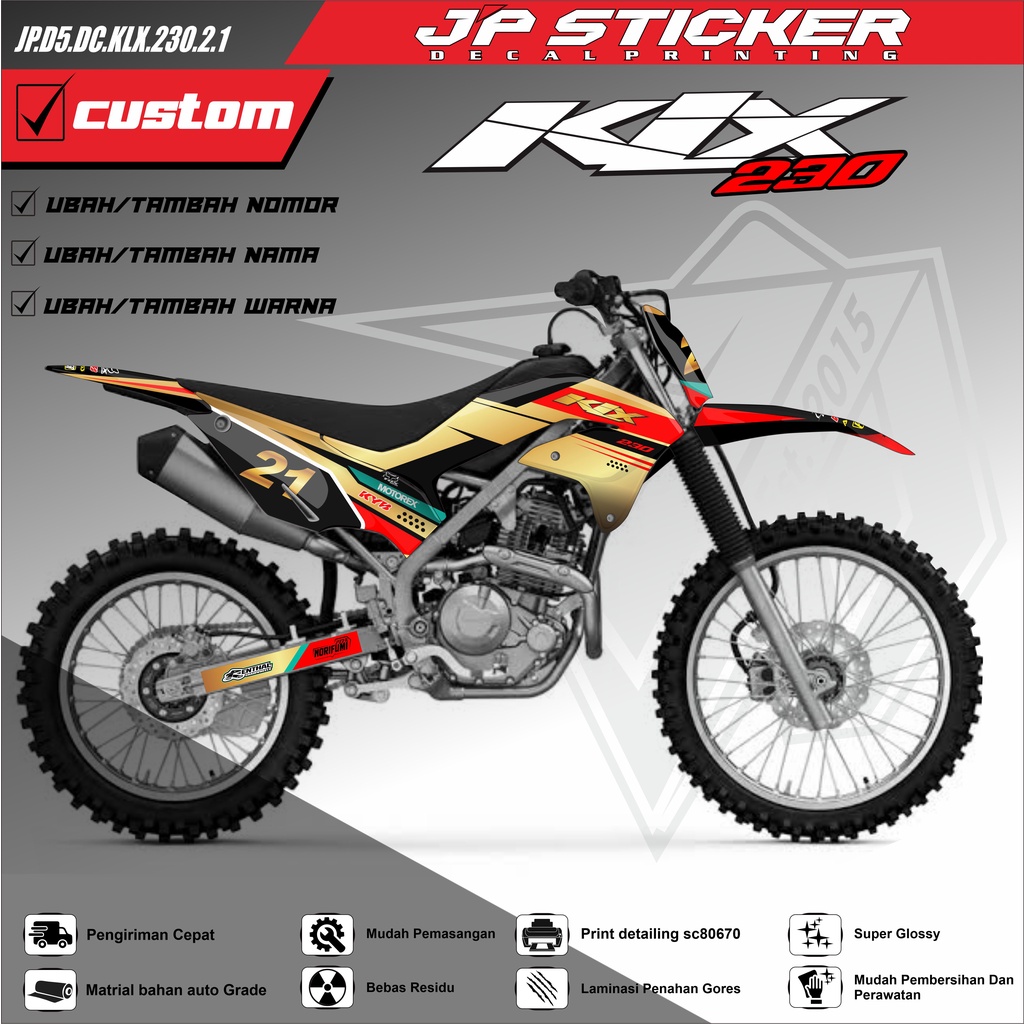 Jual Decal Sticker KLX 230 - Dekal Stiker full body KLX 230 desain D5 ...