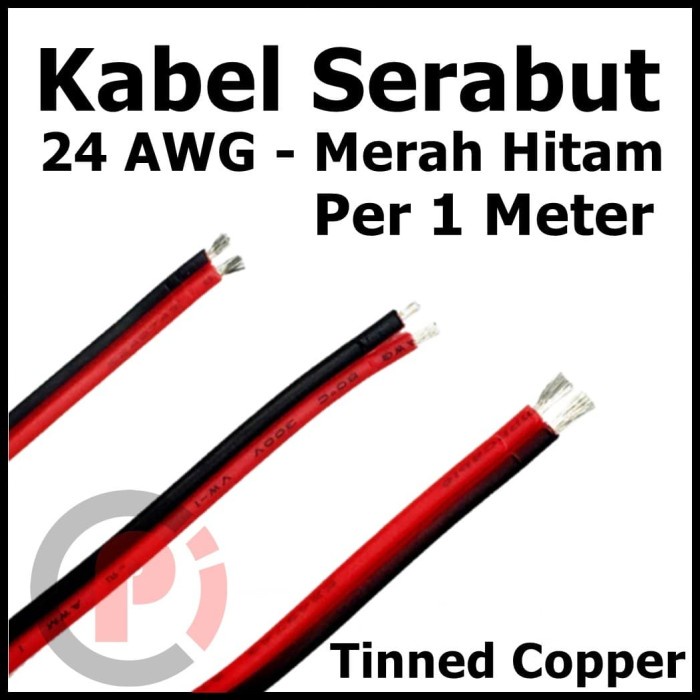 Jual Kabel Eceran AWG24x2 Ecer AWG 24 x 2 Serabut Merah Hitam per meter | Shopee Indonesia