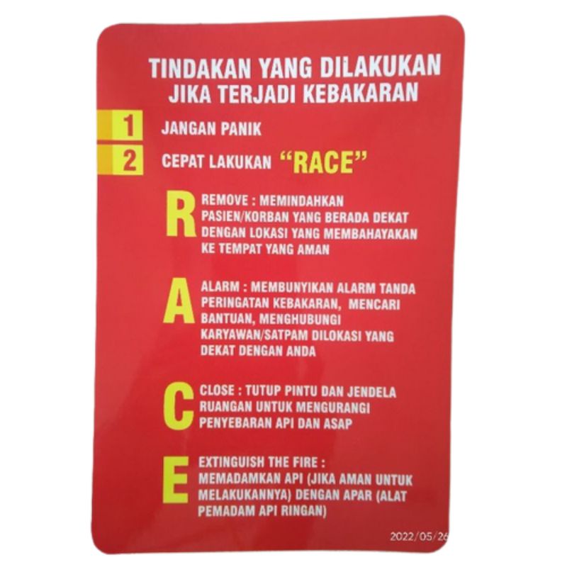 Jual Stiker Petunjuk APAR | Tindakan Jika Terjadi Kebakaran | Shopee ...
