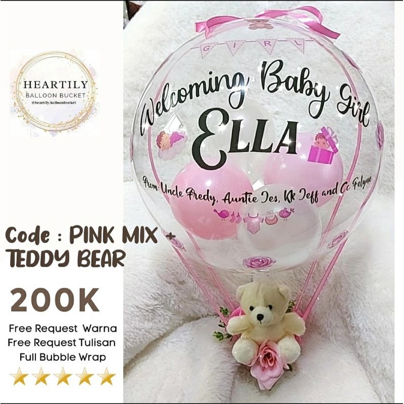 Jual [Order H-2 Ready JKT] Teddy Bear Balloon Bucket Buket Balon Balon ...