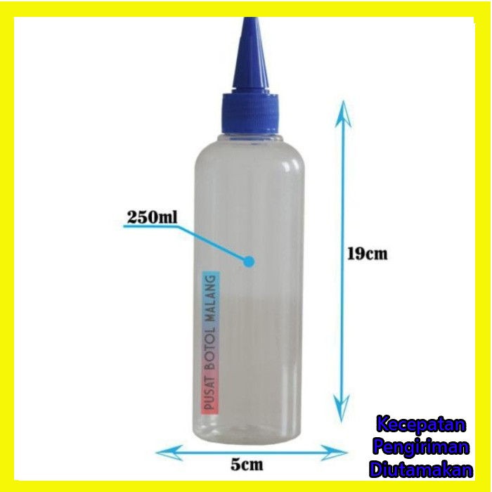 Jual Botol tinta plastik pet 250ml kerucut (biru natural) | Shopee ...
