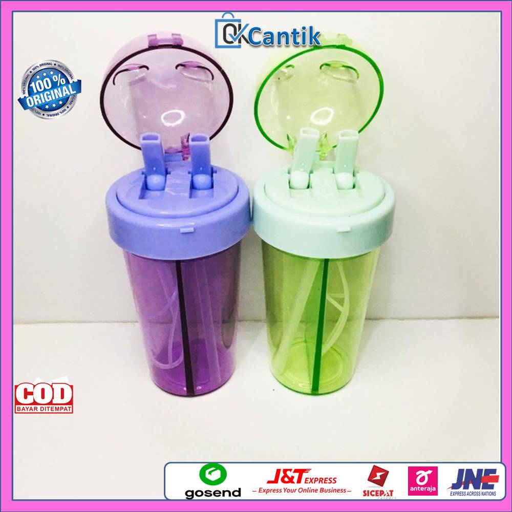 Jual Botol Minum 2 Sisi Tempat Minum Sedotan duet 420ml | Shopee Indonesia