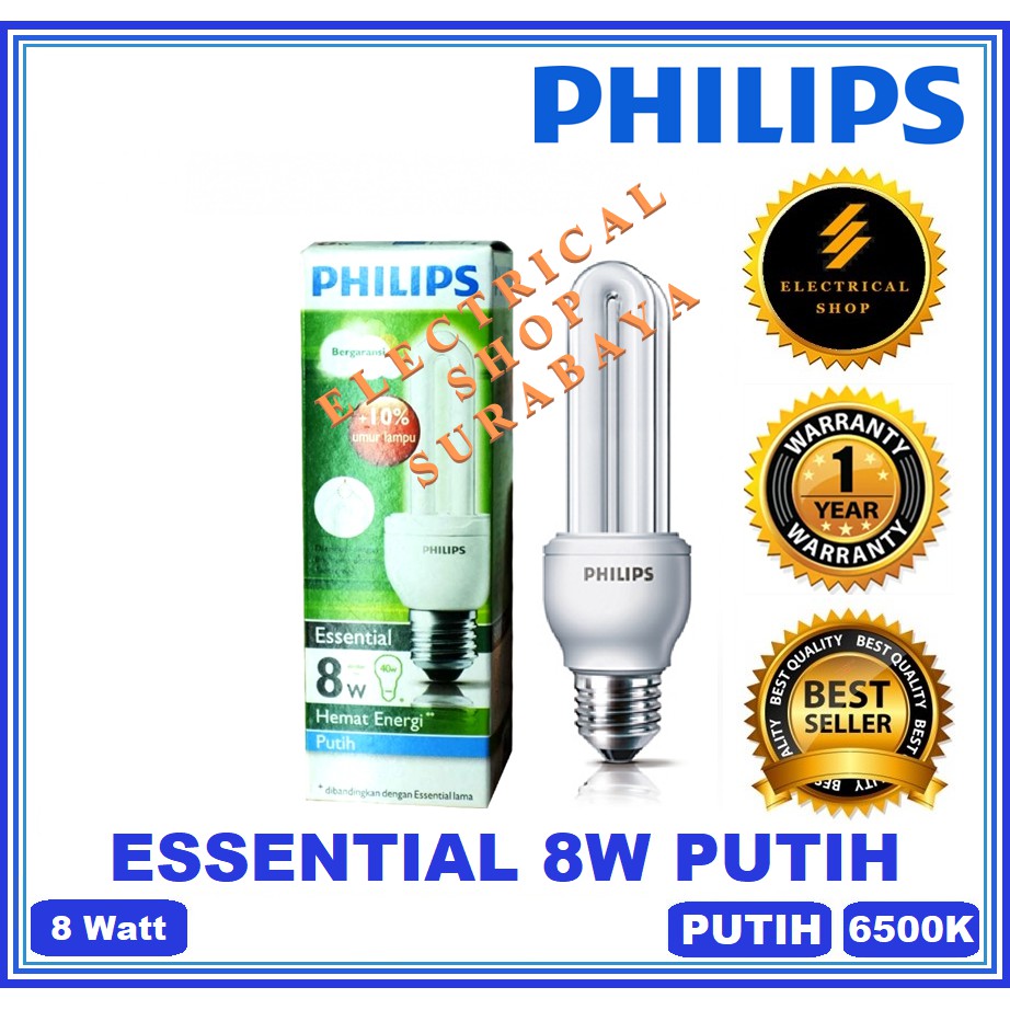 Jual PHILIPS LAMPU ESSENTIAL 8W 8 WATT PUTIH (HARGA GROSIR & GARANSI ...