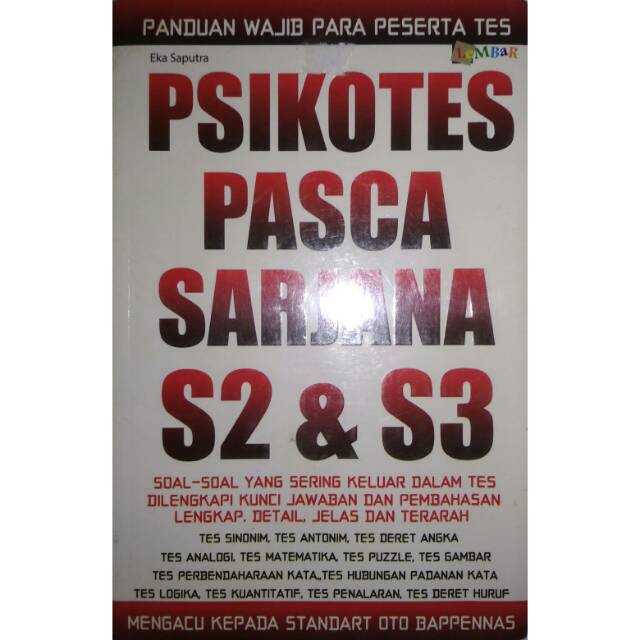 Jual PSIKOTES PASCA SARJANA S2 DAN S3 PANDUAN WAJIB PARA PESERTA TESEKA ...