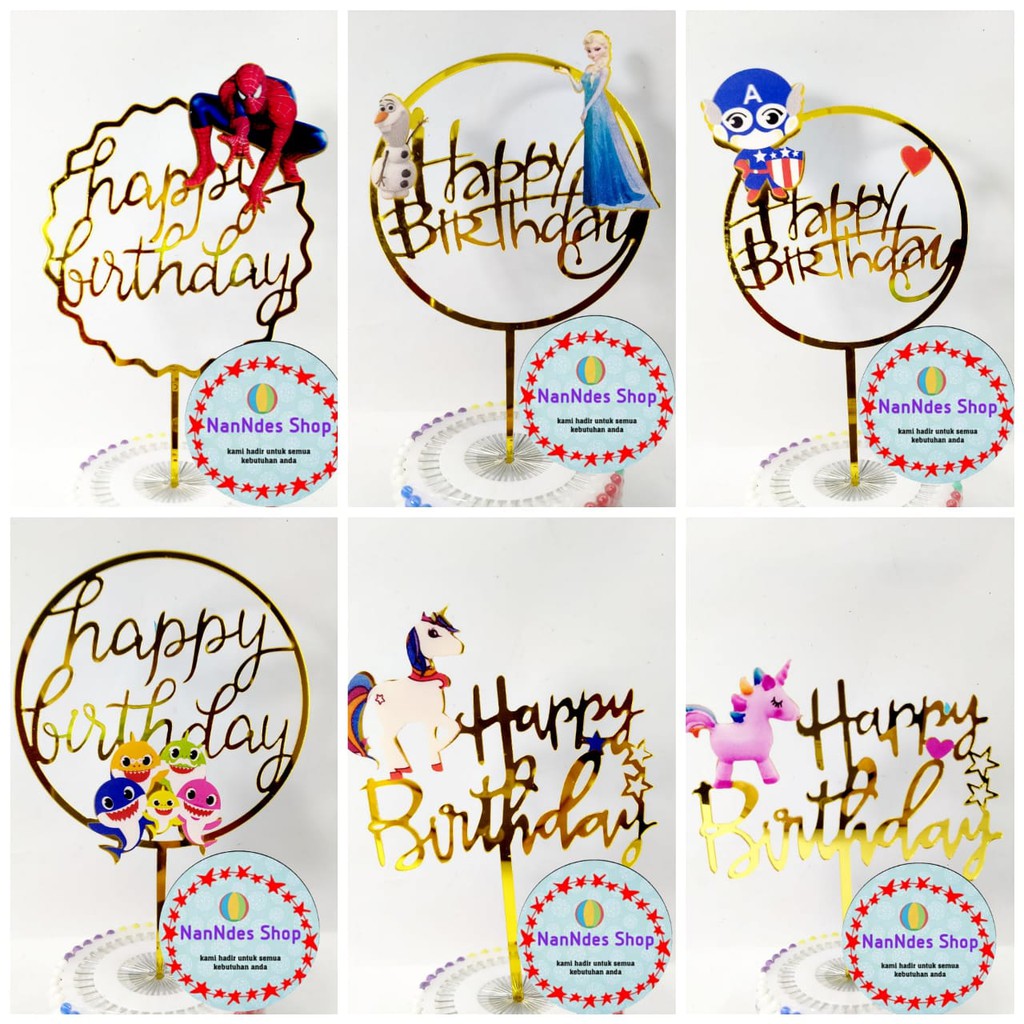Jual Cake Topper Happy Birthday Acrylic BESAR akrilik Tusukan Hiasan ...