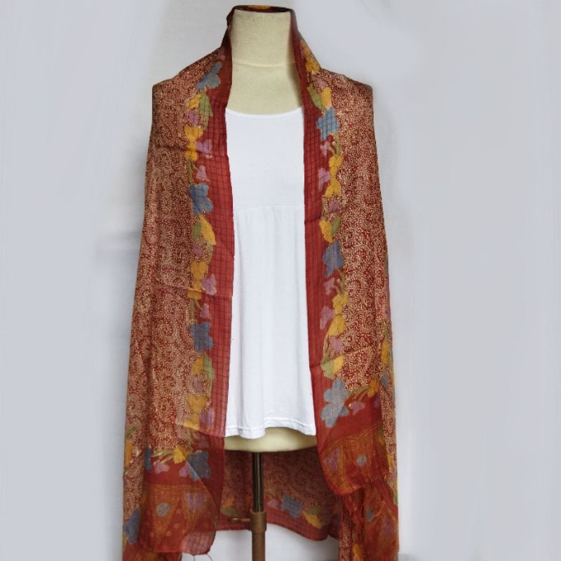 Jual Syal/Selendang Premium Kain Sutra Motif Batik Ukuran Besar ...