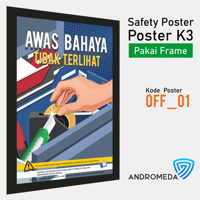 Jual Safety Poster K3 : Office Bahaya Kantor Terjepit Hazard + Frame ...