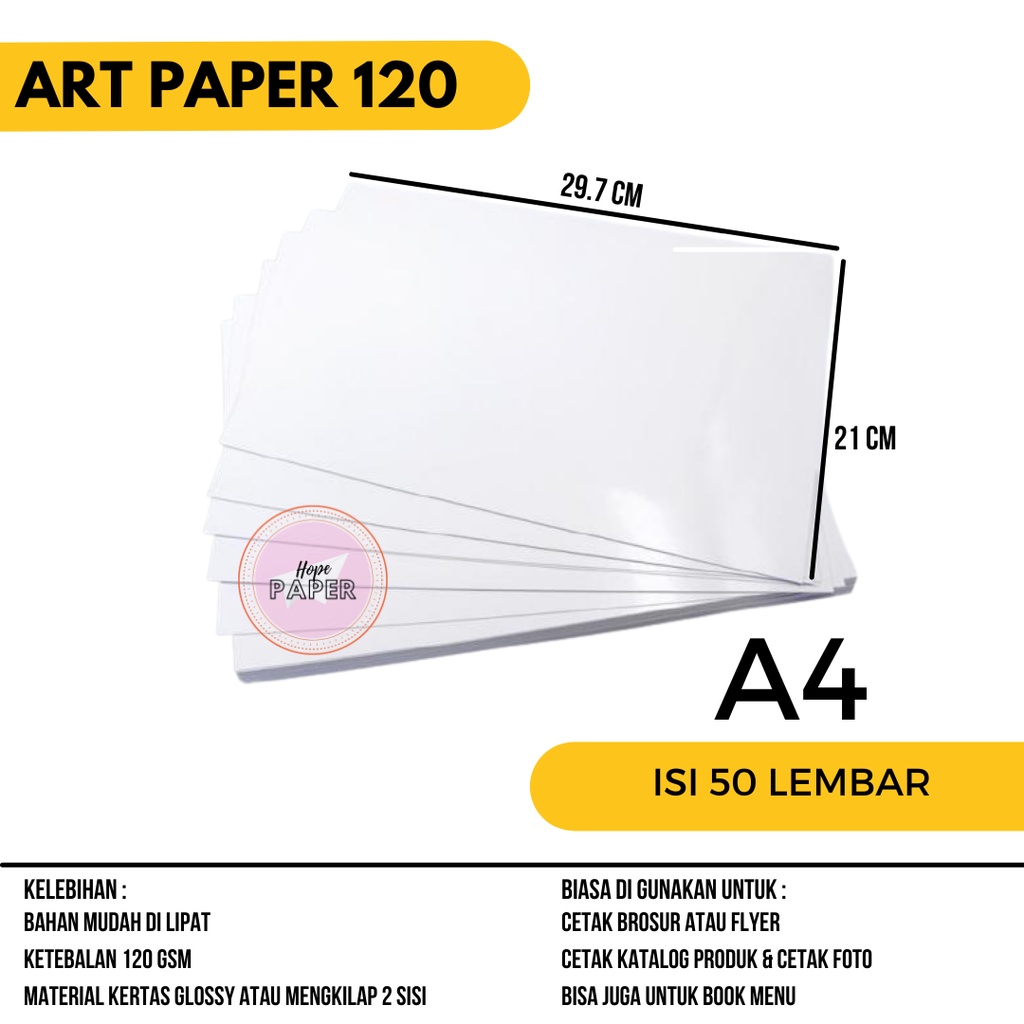 Jual Kertas Art Paper A4 120 gsm isi 50 lembar / Kertas Art Paper 120 ...