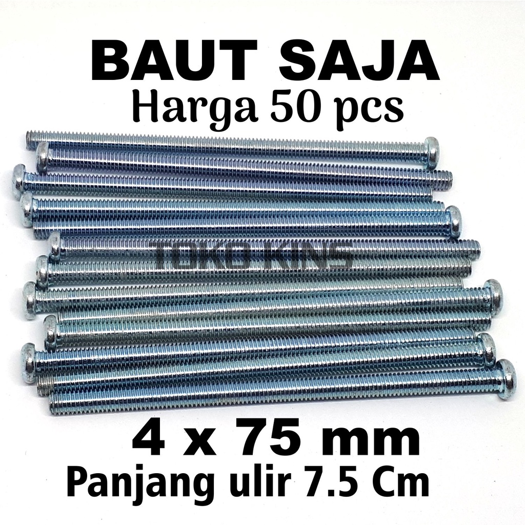 Jual Baut kepala obeng plus 4mm 4 x 75 mm JP M4 x 75 per 50 pcs | Shopee Indonesia