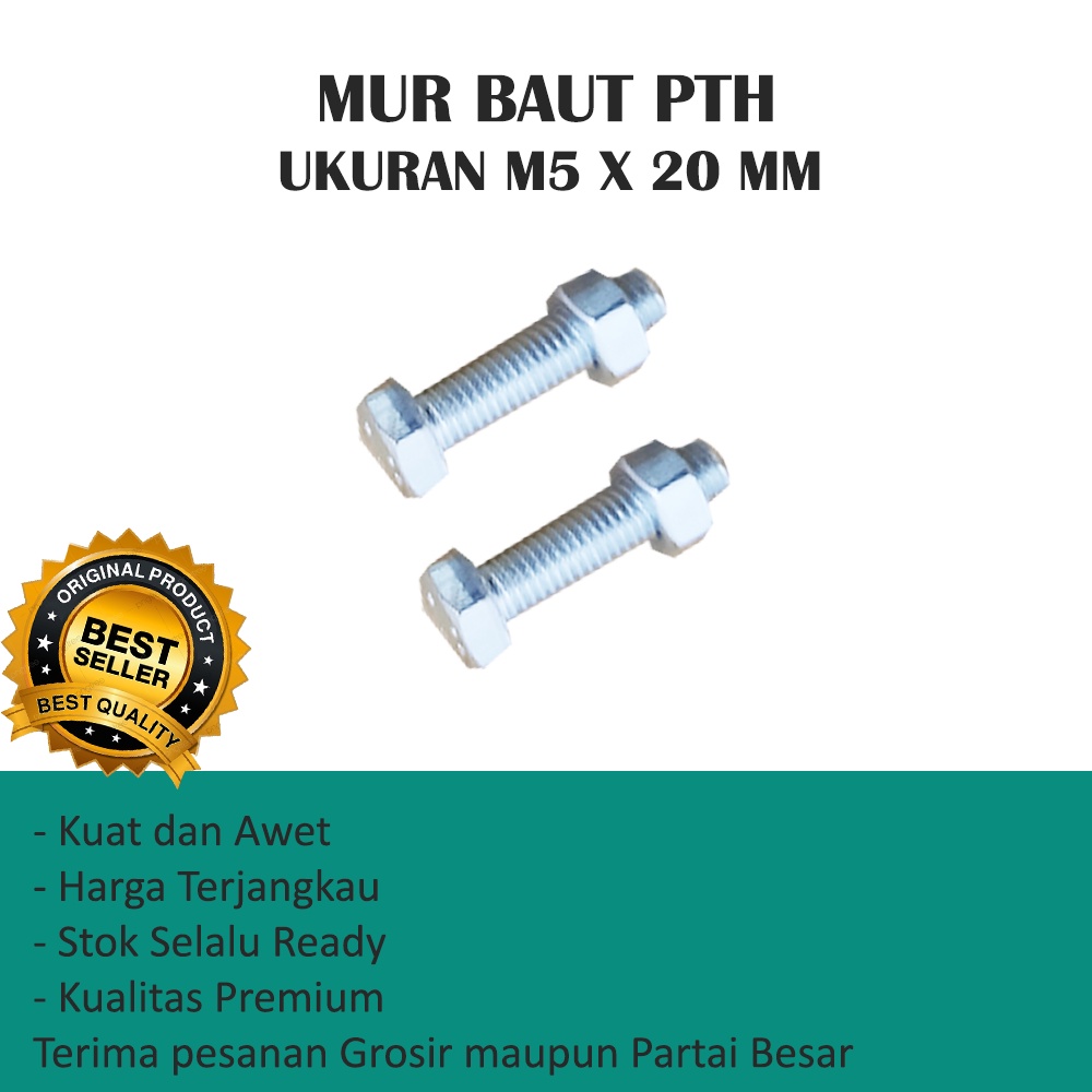 Jual MUR BAUT UKURAN M5 X 20 MM MURAHH (HARGA PER 10 PCS) | Shopee Indonesia