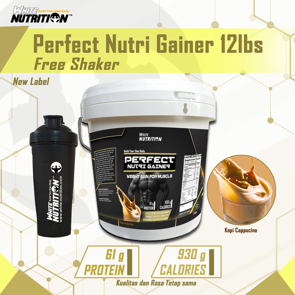 Jual Susu Protein White Nutrition Perfect Nutri Gainer 12lbs Free Shaker, Mass Gainer | Shopee ...