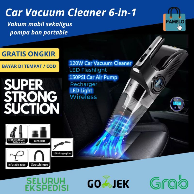 Jual Car Vacum Cleaner Portable Charger Wireless 6 in 1 Multifungsi ...