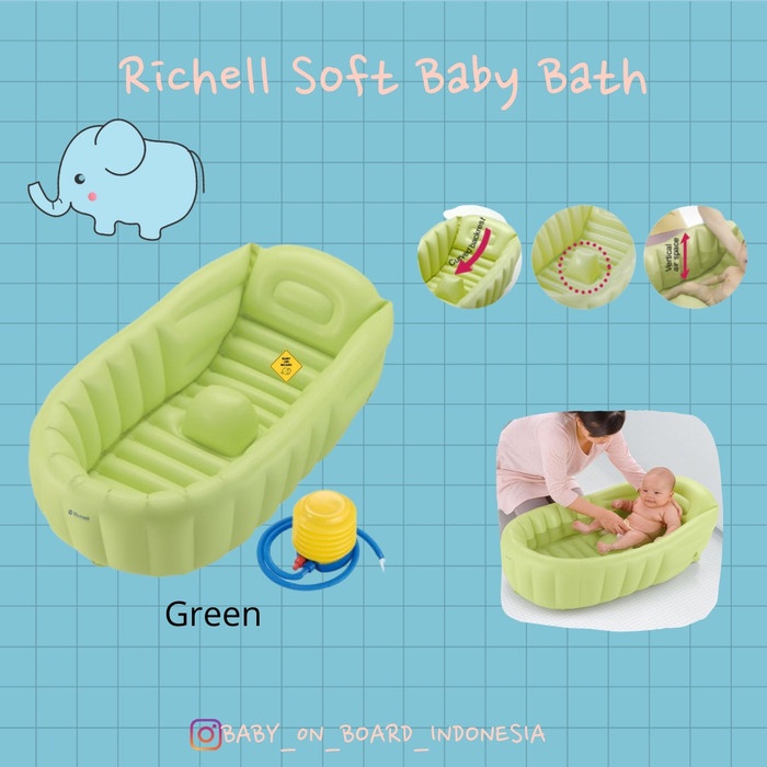 Jual Bayi-Kolam-Bathtub- Richell Soft Baby Bath - Hijau Muda -Bathtub-Kolam-Bayi. | Shopee Indonesia