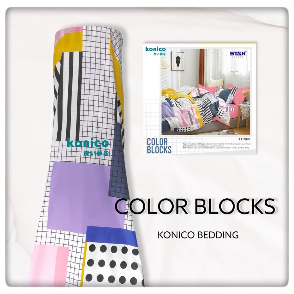Jual KONICO kain Katun sprei Meteran Motif MINIMALIS COLOR BLOCKS Tabur Star Esra GROW Catra ...