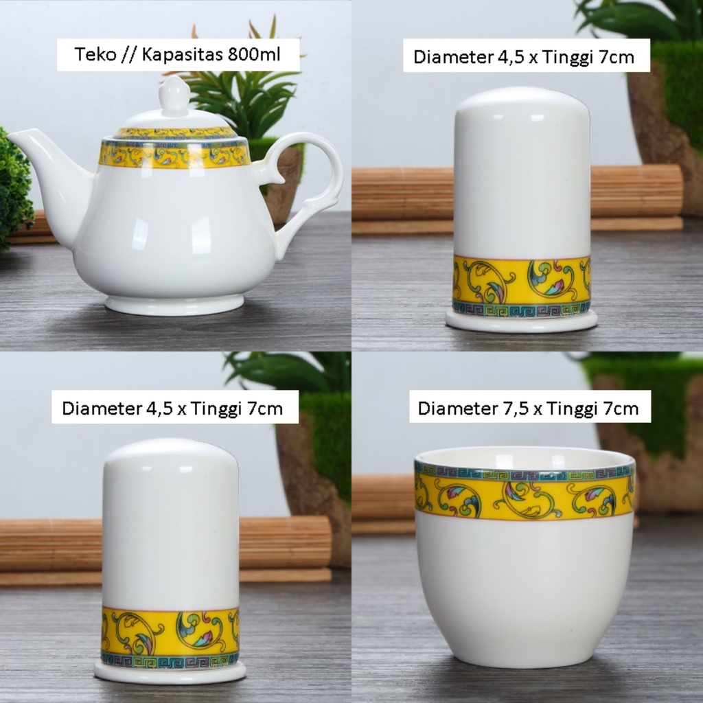 Jual Set Gelas Keramik Istana Kuning/ Teko Gelas Tempat Tusuk Gigi ...