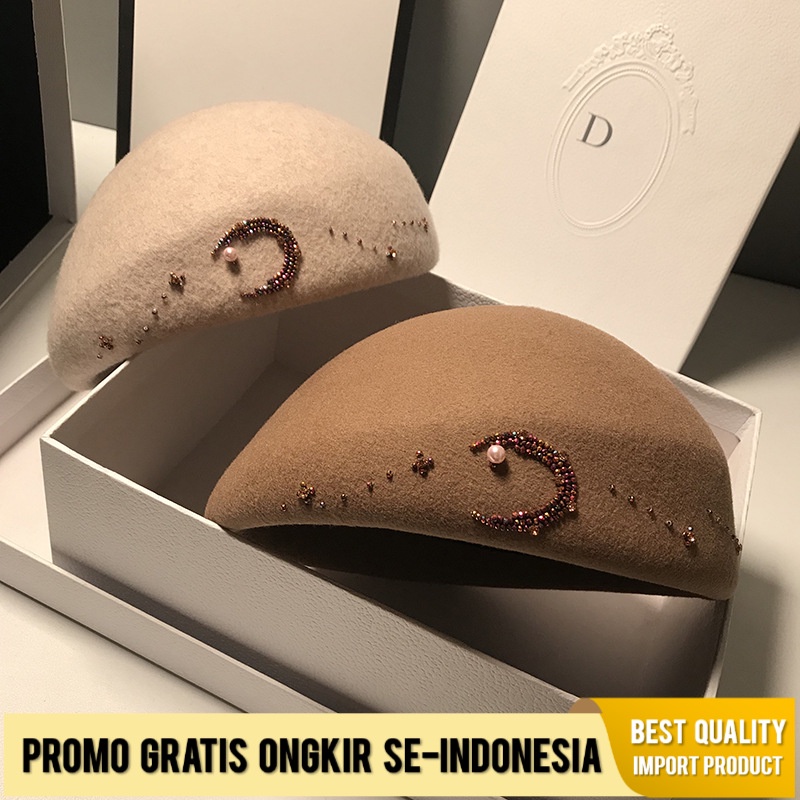 Jual Topi Baret Wanita 2021 Tinggi-End Real Wol Retro Inggris Fashion ...