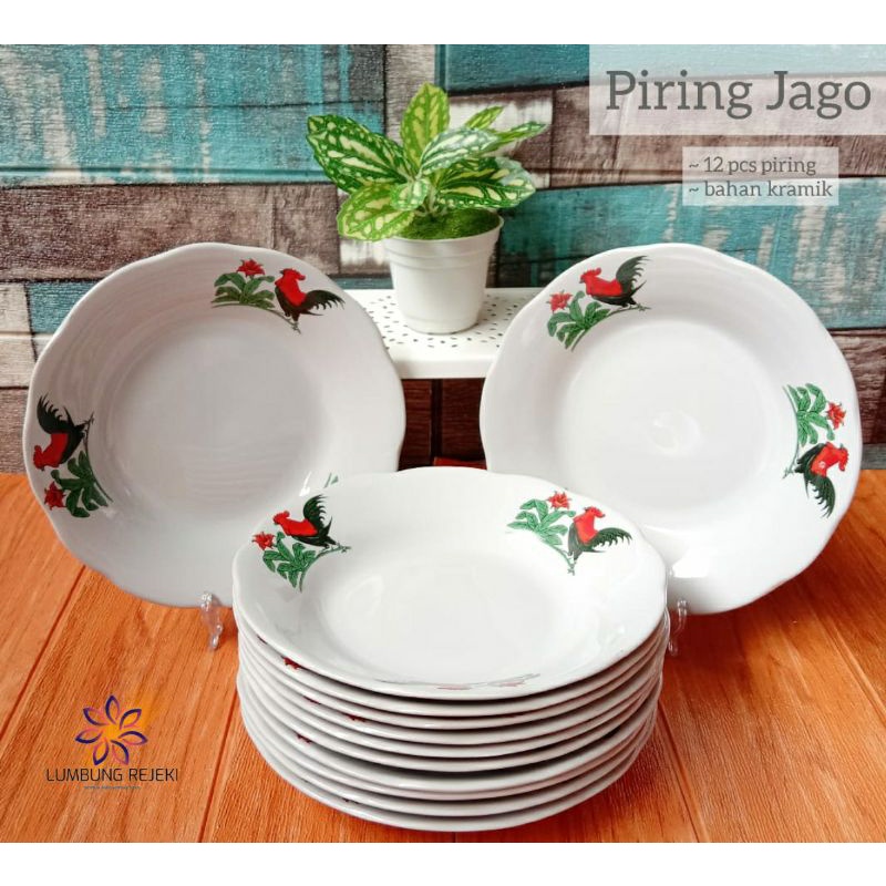 Jual [COD] PIRING MAKAN KERAMIK JAGO 21CM / PIRING KERAMIK JAGO 8INC ...