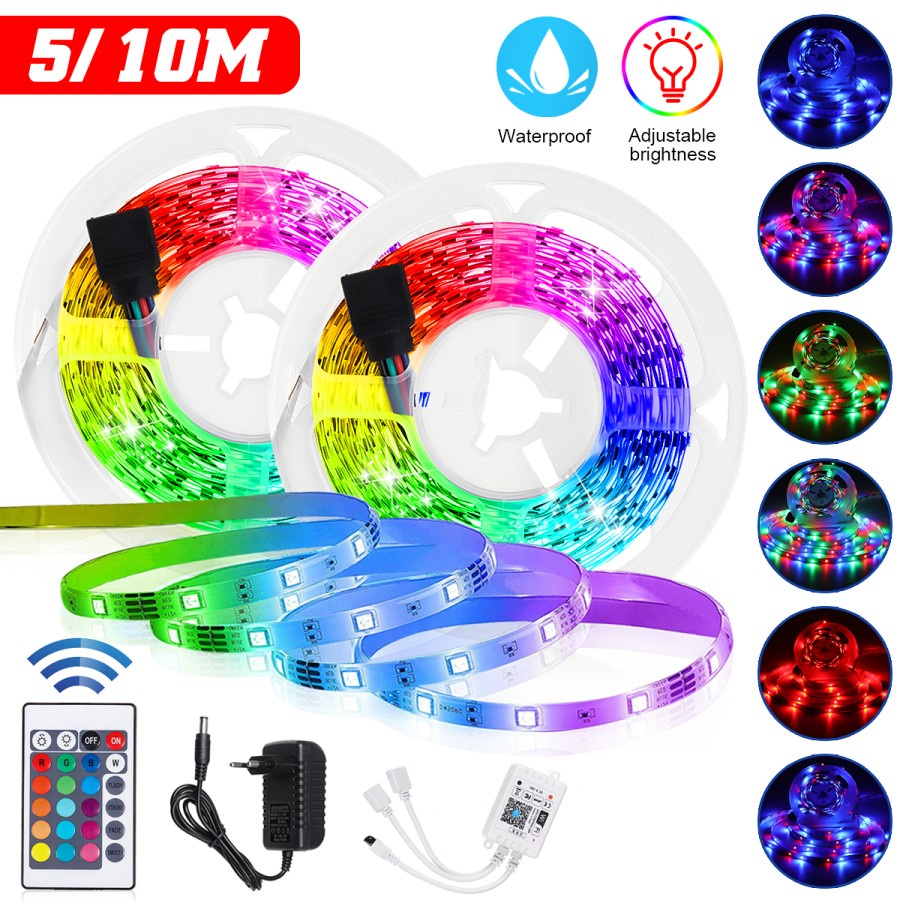 Jual Lampu Led Strip RGB Warna Warni SUPER IP44 2835/5050 5m 10m ...