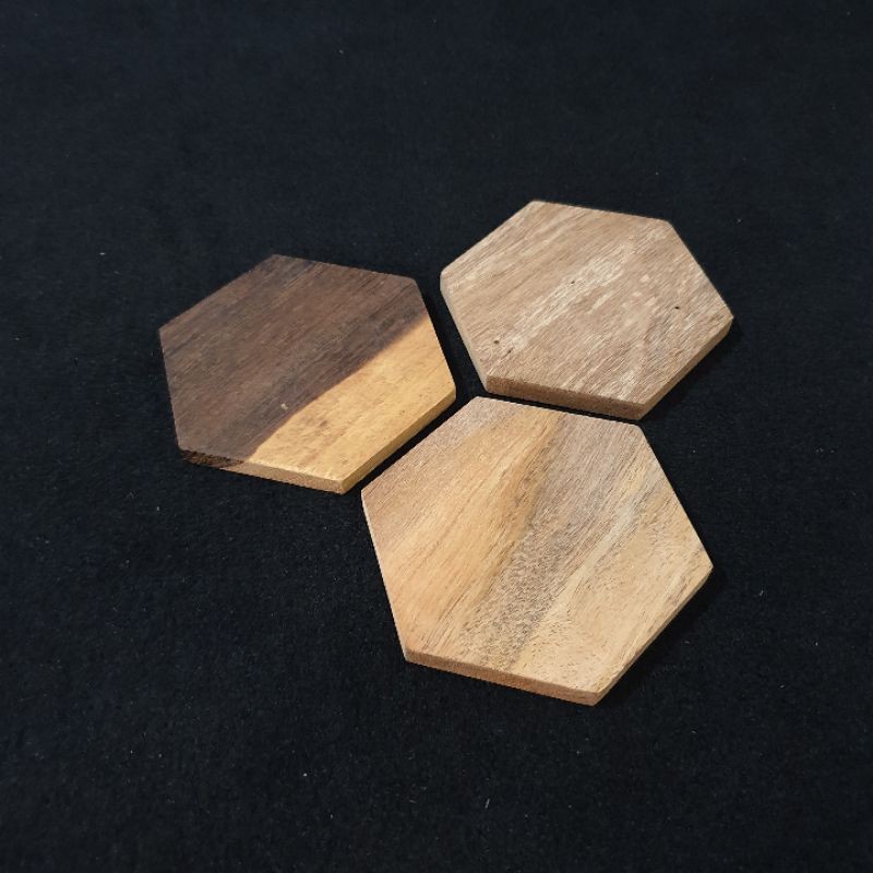 Jual Hexagon coaster RUSTIC grade potongan kayu tatakan gelas | Shopee ...