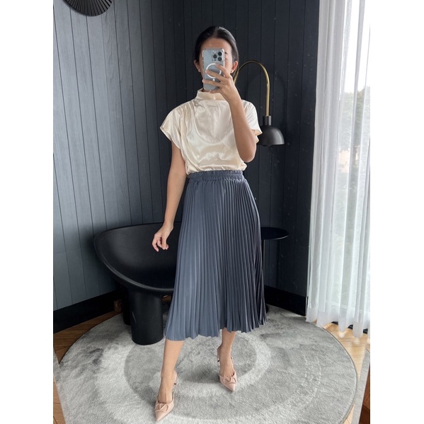 Jual ROK plisket MIDI/ Rok plisket 7/8 tanggung / rok plisket premium ...