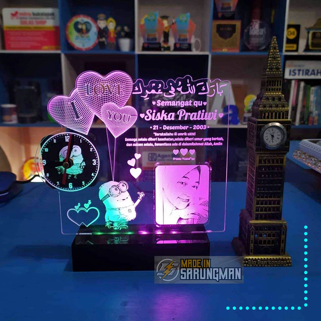 Jual Lampu Tidur Hias 3D Lampu Akrilik Custom Lampu Hias Led 3D Lampu ...