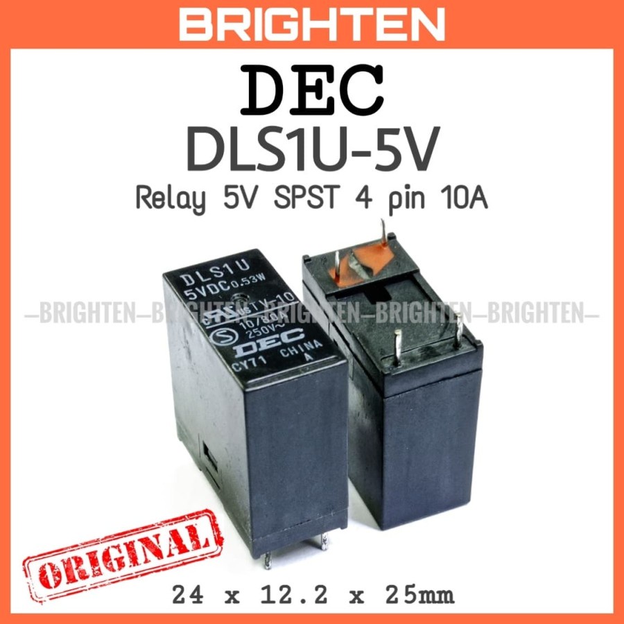 Jual Relay DEC DLS1U 5V SPST NO (normally open) 10A 250VAC 4 pin ...
