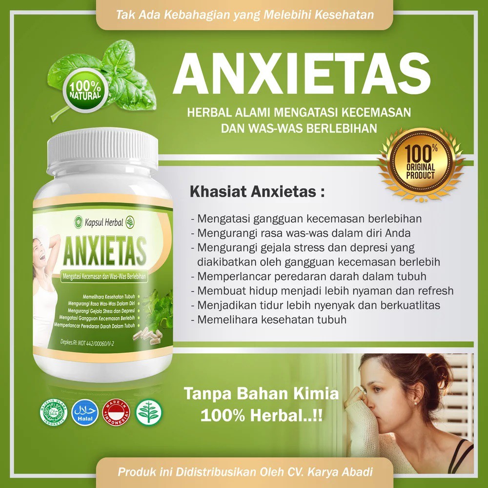 Jual Anxietas - Obat Herbal 100%ORI Atasi Gangguan Kecemasan, Was Was Cemas Berlebihan, Stress ...