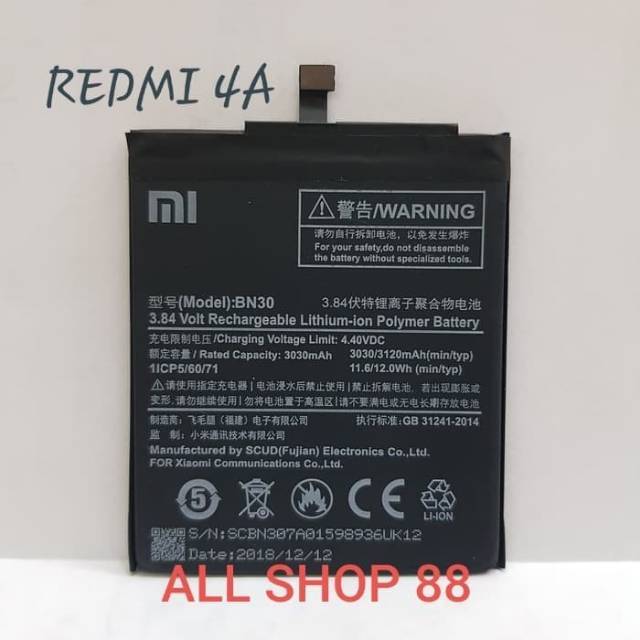 Jual BATERAI BATRE BATTERY XIAOMI REDMI 4A/BN30 ORI | Shopee Indonesia