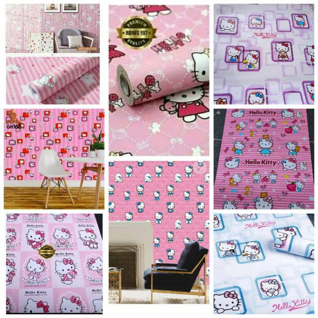 Jual Walpaper dinding hello kitty lengkap 900 45cm x 10Meter || wallpaper hellokitty | Shopee ...