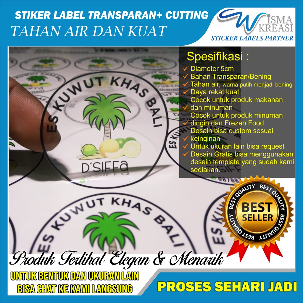 Jual Sticker Transparent Harga UMKM Cetak stiker Transparan A3 sticker ...