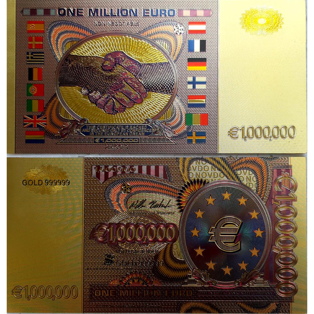 Jual UANG GOLD FOIL EROPA NOMINAL TERTINGGI 1 JUTA EURO + SERTIFIKAT ...