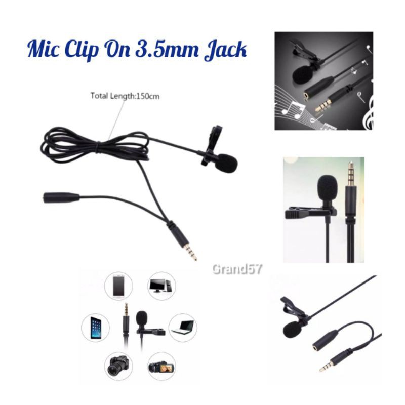 Jual Mic mini clip on lavalier lapel klip on 3.5mm jack audio splitter ...