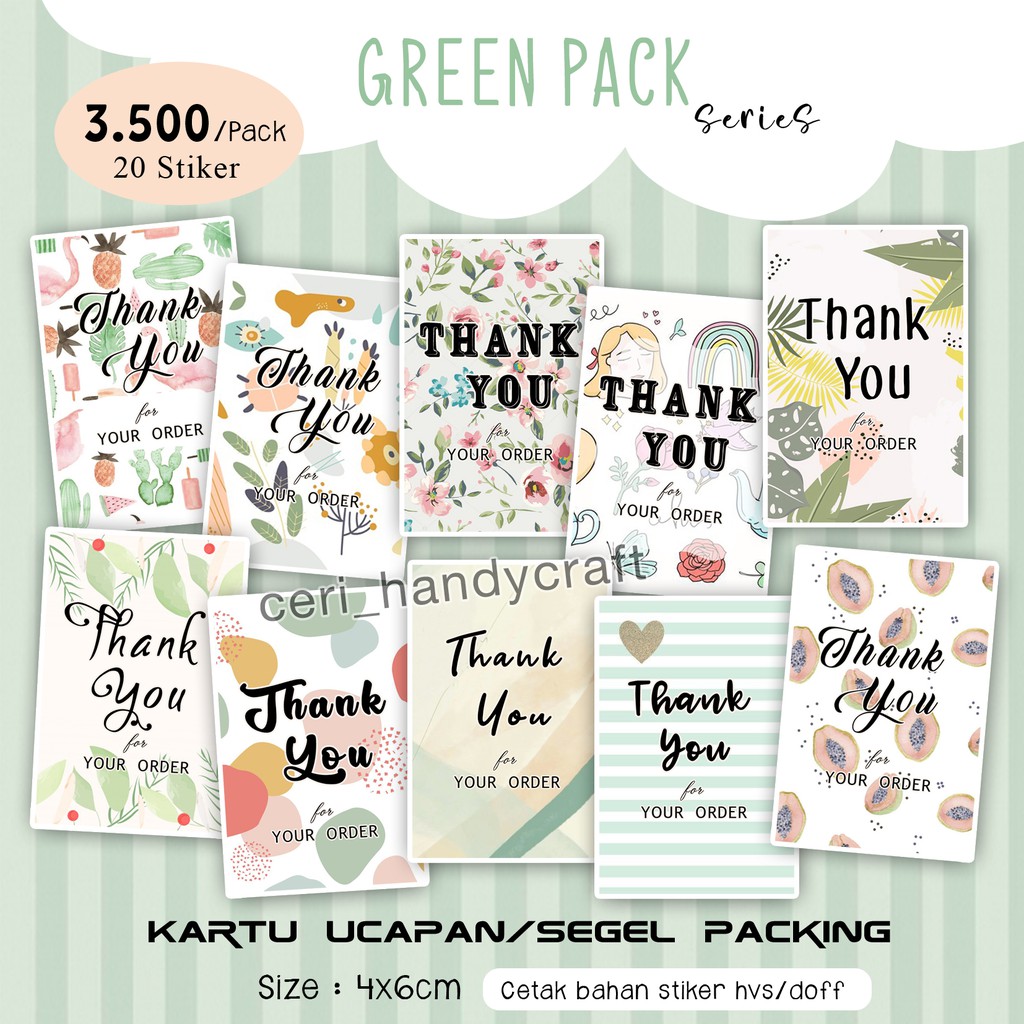 Jual KARTU UCAPAN/THANK YOU CARD/STIKER SEGEL PACKING bahan stiker hvs ...
