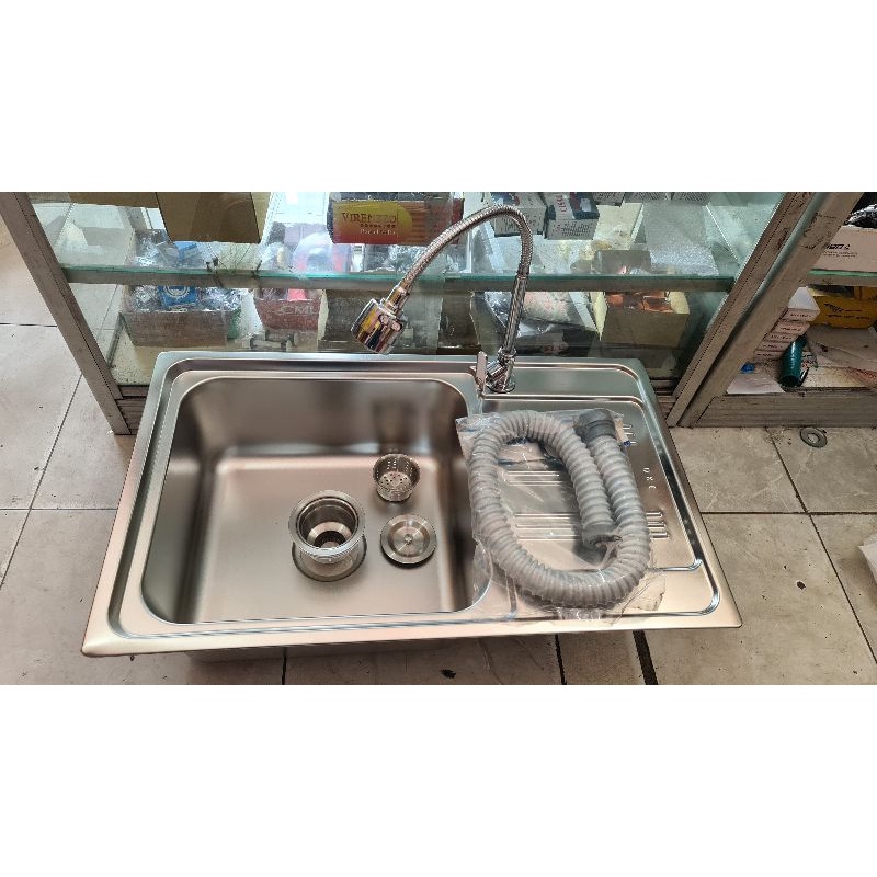 Jual kitchen sink 75cm x 45cm / bak wastafel cuci piring stainless ...