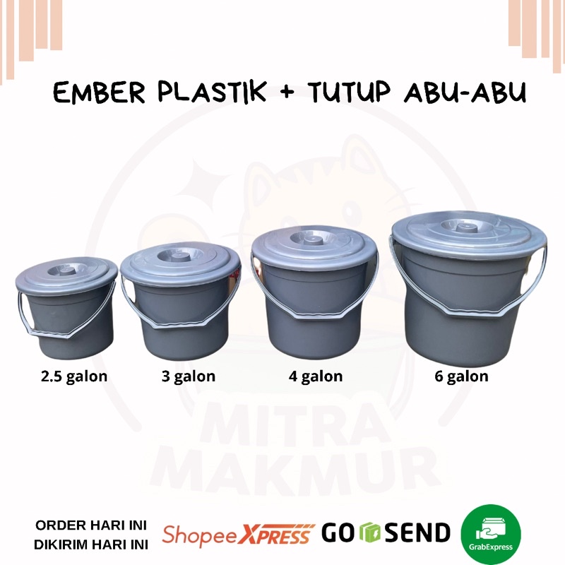 Jual SALE!! EMBER PLASTIK YUTAKA ABU-ABU 2,5 3 4 6 GALON EMBER PLASTIK ...