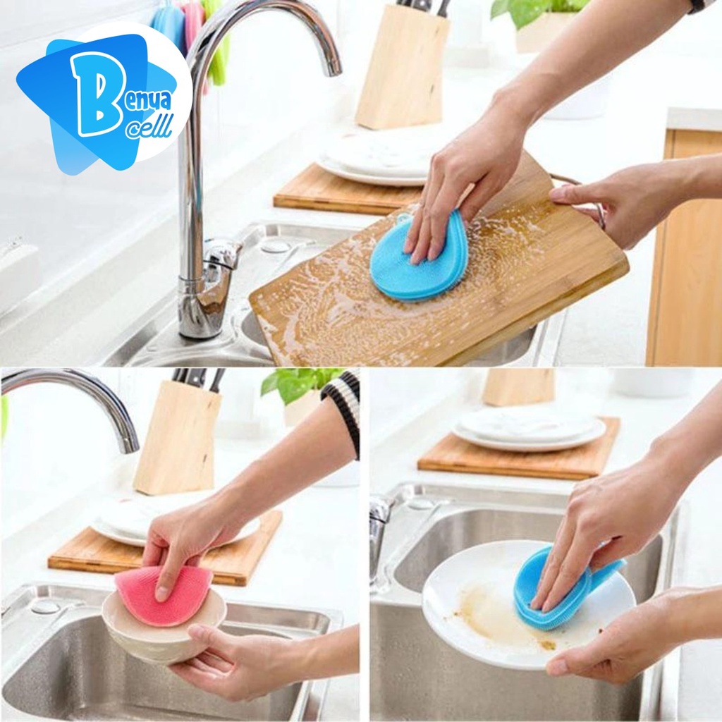 Jual RT04 SPONS SPONGE SPON PENCUCI PIRING BULAT SILIKON SILICONE BRUSH ...