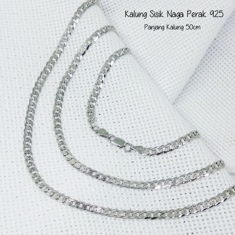 Jual Kalung Sisik Naga Perak 925 Lapis Mas Putih (50cm) | Shopee Indonesia