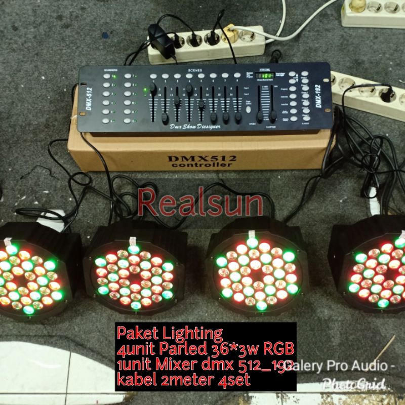 Jual paket lampu lighting parled 36 LED 4unit + Mixer dmx 512- 192 ...