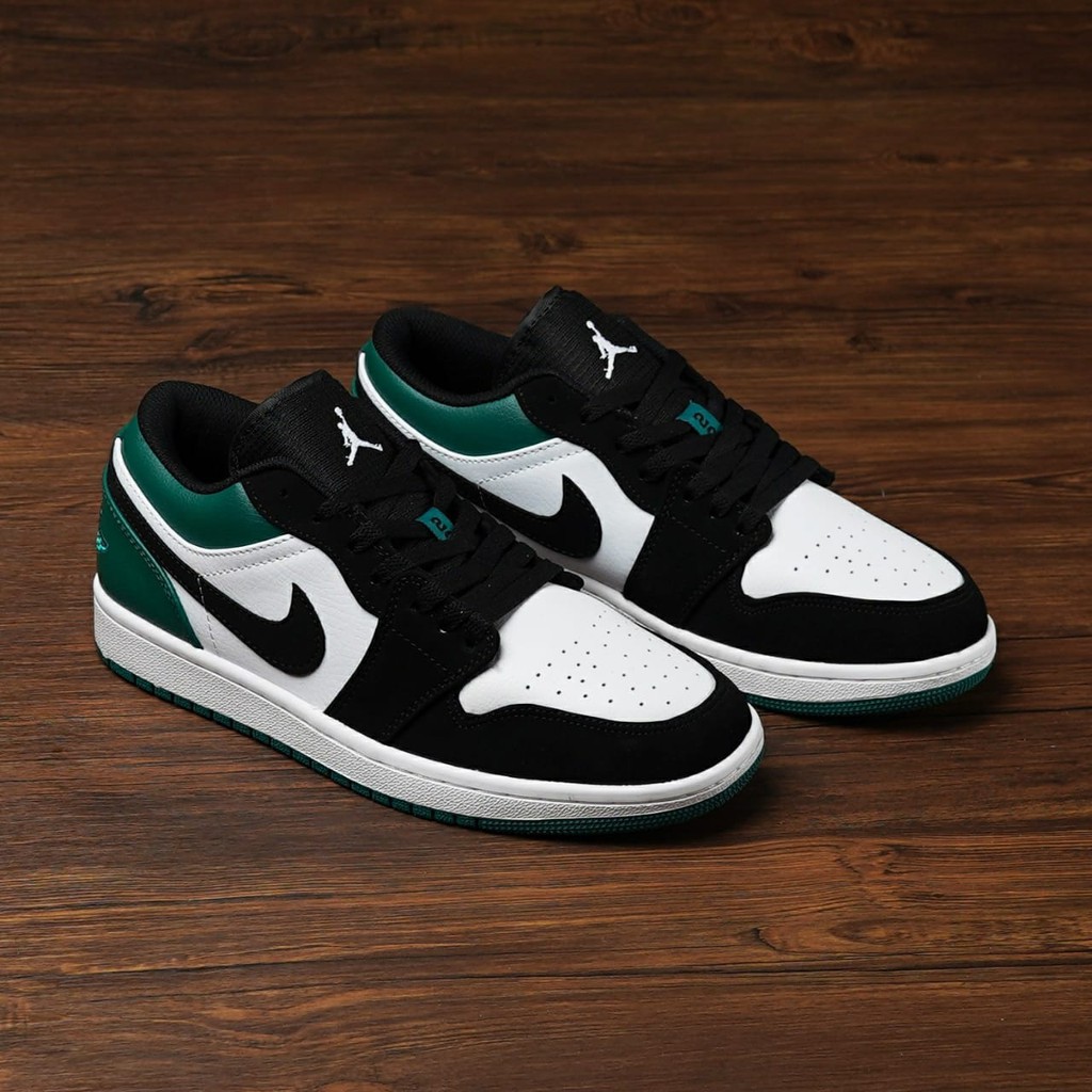 Jual Sepatu Premium Nike Air Jordan 1 Low White Black Mystic Green ...
