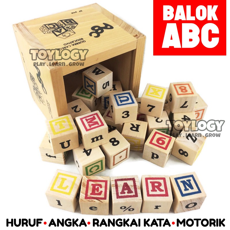 Jual Mainan Edukasi Anak Balok Kayu ABC Wood Block Angka Abjad Huruf ...