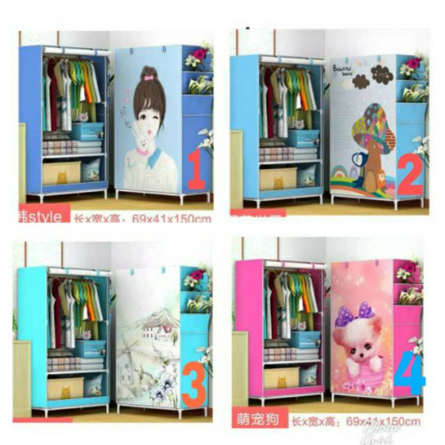 Jual LEMARI RAK PORTABLE 1 SISI MOTIF 3D | LEMARI RACK PORTABLE ...