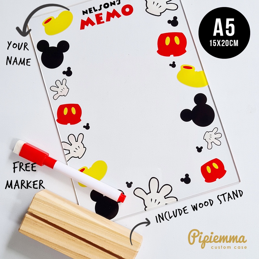 Jual Memo Akrilik Mickey Mouse Custom gambar nama souvenir ulang tahun ...
