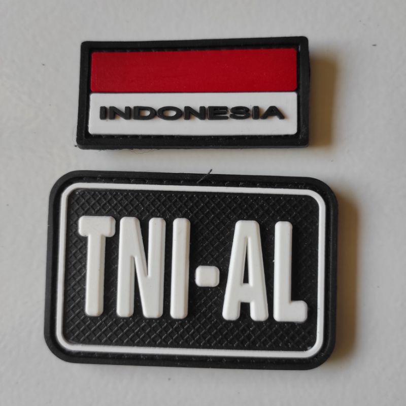 Jual patch rubber logo TNI AL tulisan putih + bendera indonesia kecil ...